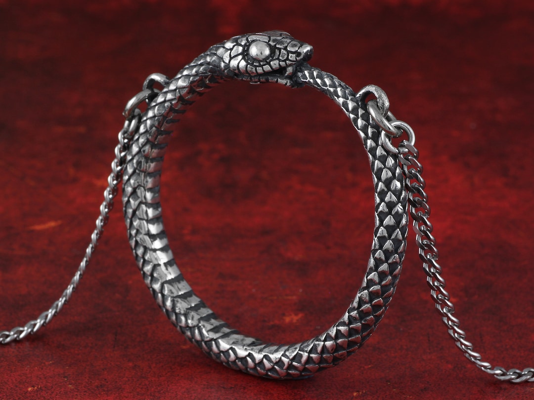 Ouroboros Necklace - Sterling Silver Ouroboros Pendant - Silver Snake ...