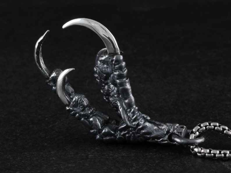 Crow Claw Necklace - Sterling Silver Bird Foot Pendant - Bird Claw ...