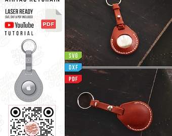 Leather AirTag Case Pattern PDF & SVG | DIY Keychain Template for Laser ...
