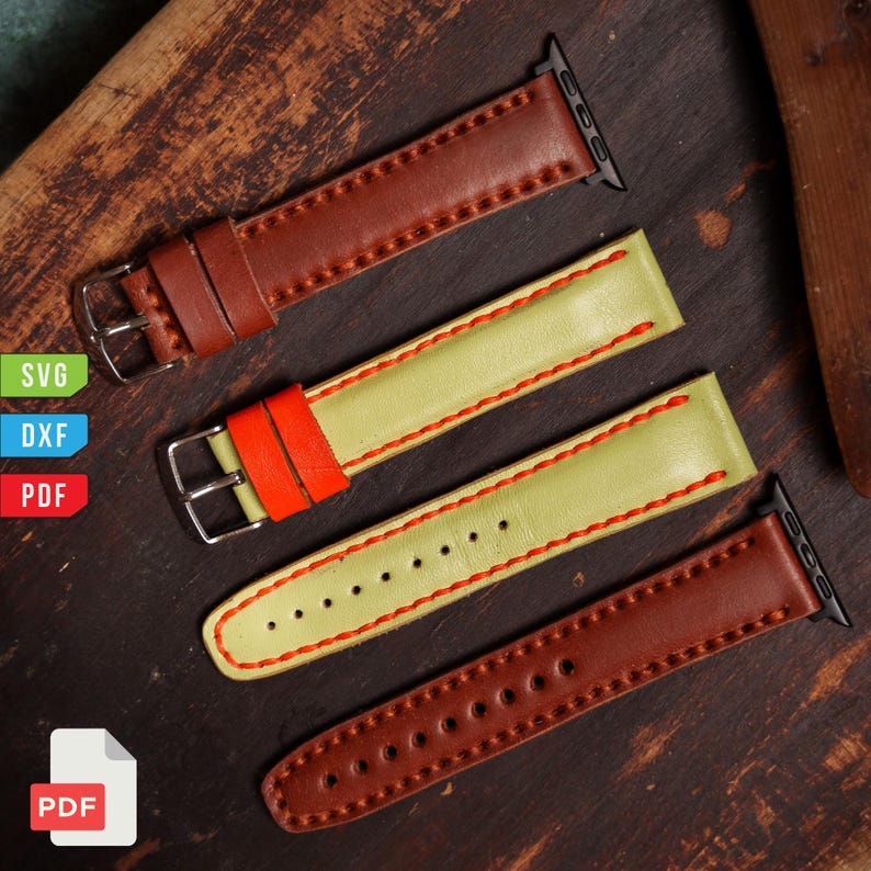 Leather Apple Watch Band Pattern PDF | 22mm Padded Strap Template (SVG ...