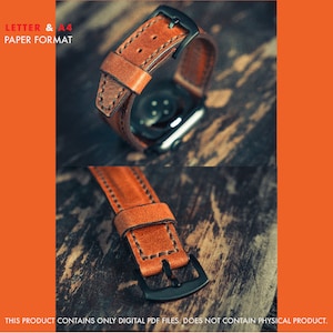 22 Mm Handmade Leather Watch Strap PDF Pattern, A4 Letter Pattern ...