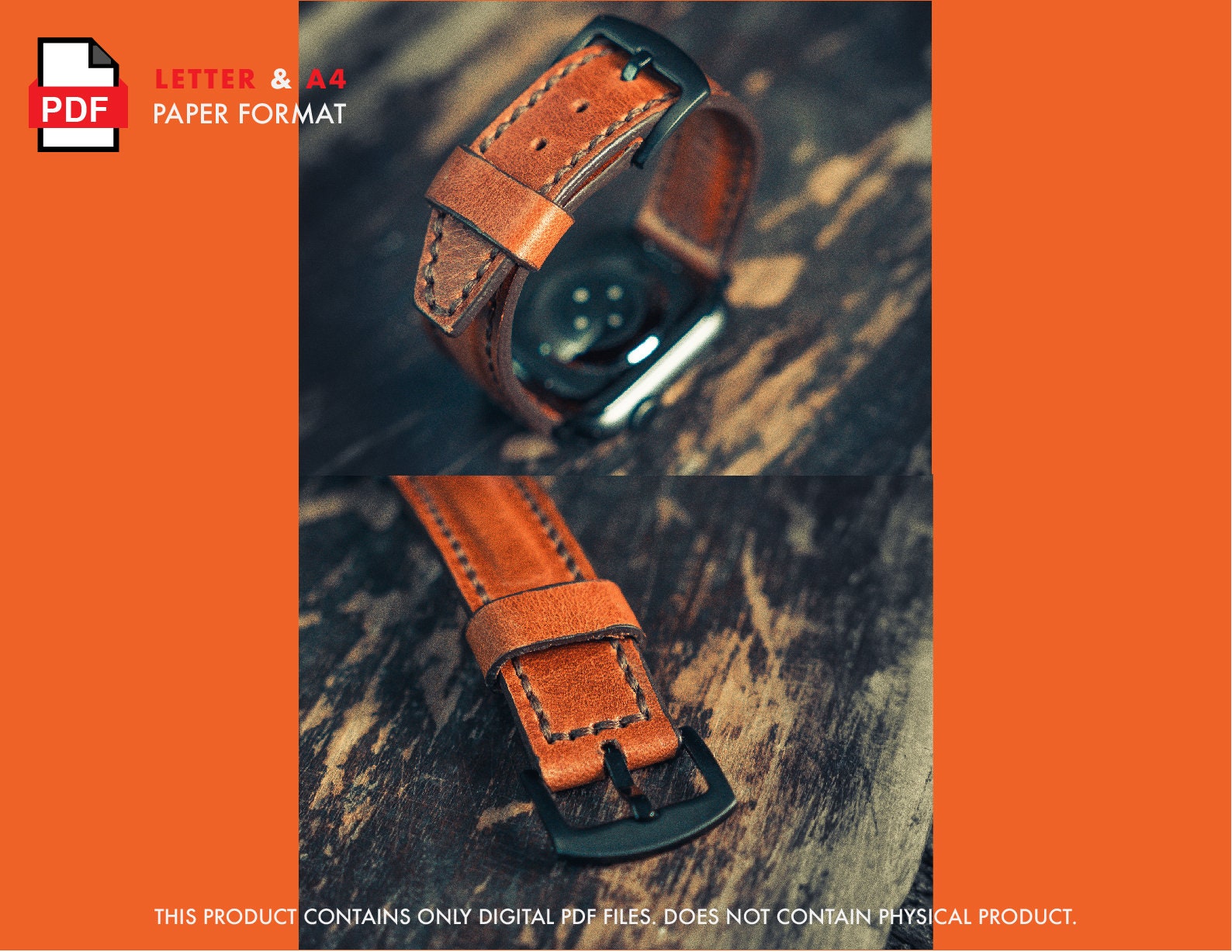 22 Mm Handmade Leather Watch Strap PDF Pattern, A4 Letter Pattern ...