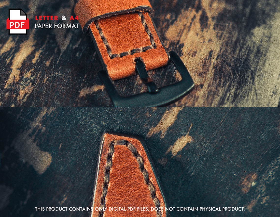 22 Mm Handmade Leather Watch Strap PDF Pattern, A4 Letter Pattern ...