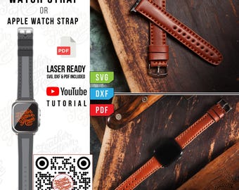 Leather Apple Watch Band Pattern PDF | 22mm Padded Strap Template (SVG ...