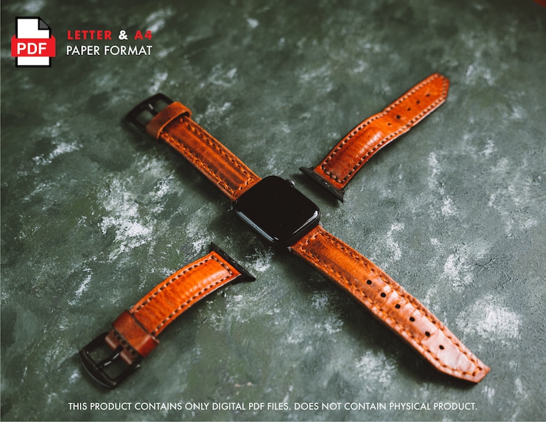 22 Mm Handmade Leather Watch Strap PDF Pattern, A4 Letter Pattern ...