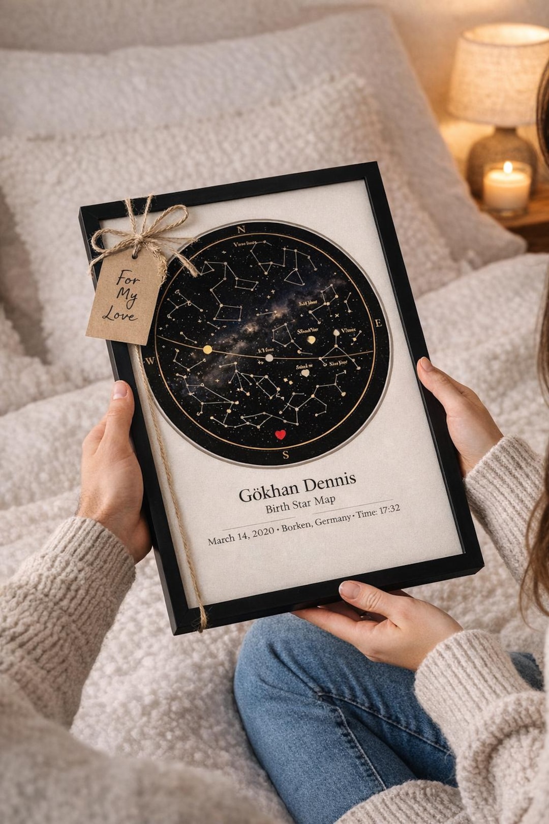 Personalized Birth Star Map Print, Framed Night Sky Poster, Custom Date ...