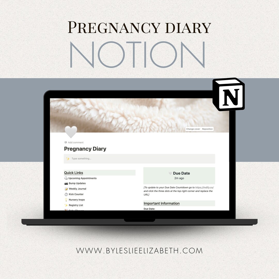 Notion Pregnancy Diary | Bump Updates | Registry | Baby Shower | Names ...