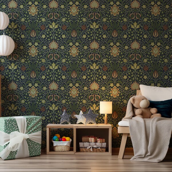 Dark Green Wallpaper - Etsy