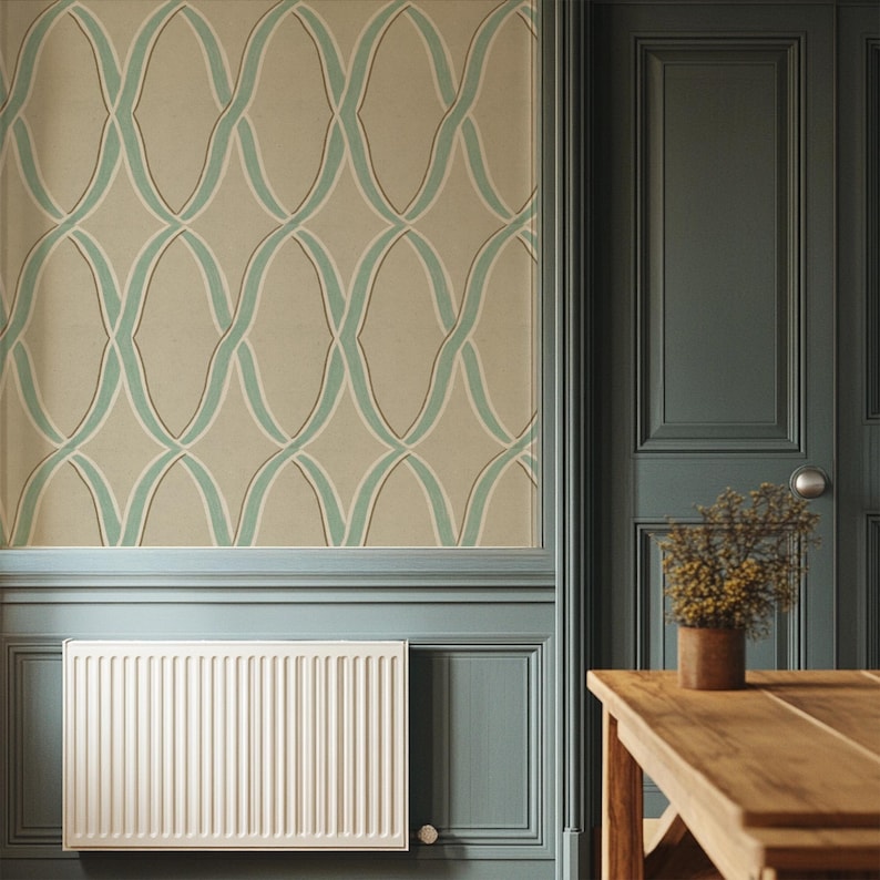 Robin Egg Blue Geometric Peel and Stick Wallpaper: Art Deco Arch Design ...