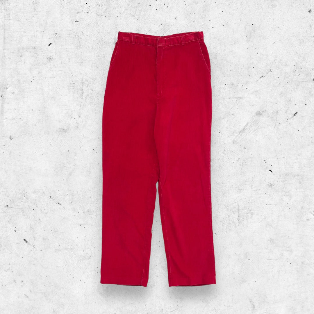 Vintage 80s Hartwell Red Corduroy Pants, Flat Front, Talon Zipper ...