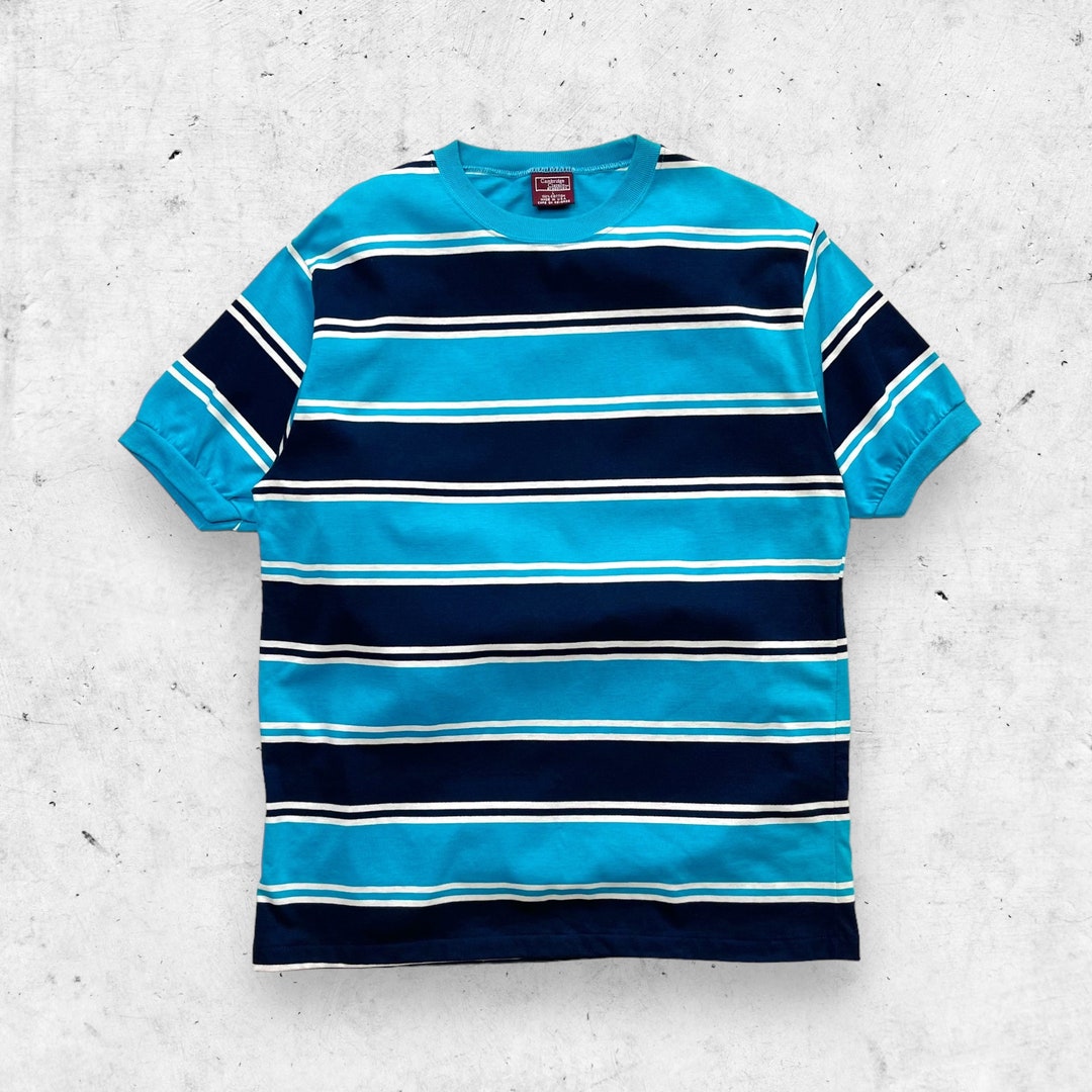 Vintage 90s New Old Stock Hanes Ringer Shirt, Deadstock USA, Teal Surf ...