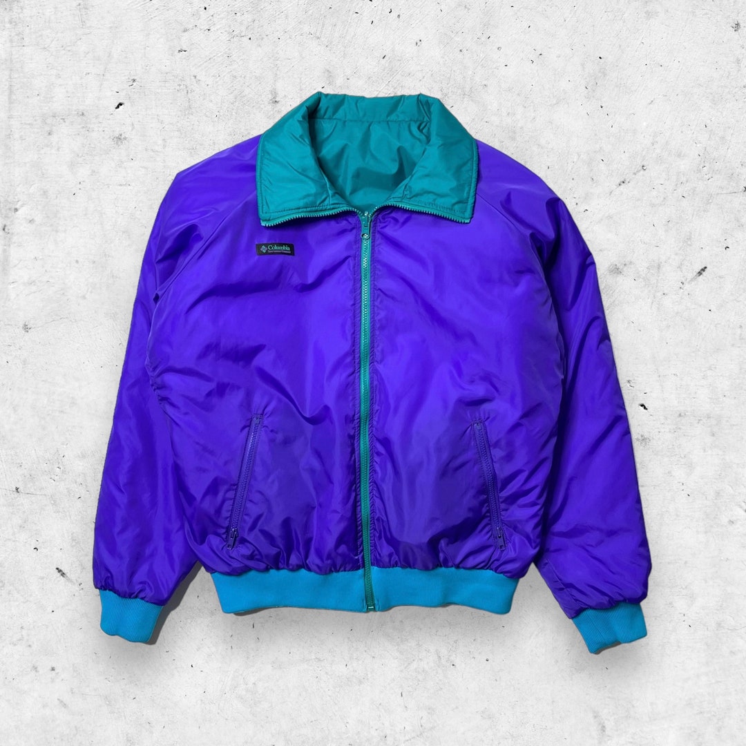 Vintage 90s Columbia Softshell Reversible Puffer Jacket, Purple Teal ...