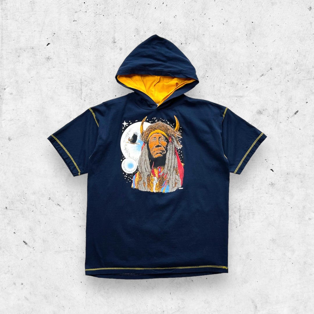 Vintage TNT Native American Indian Shirt, Eagle Moon Wolf, Hooded Tee ...