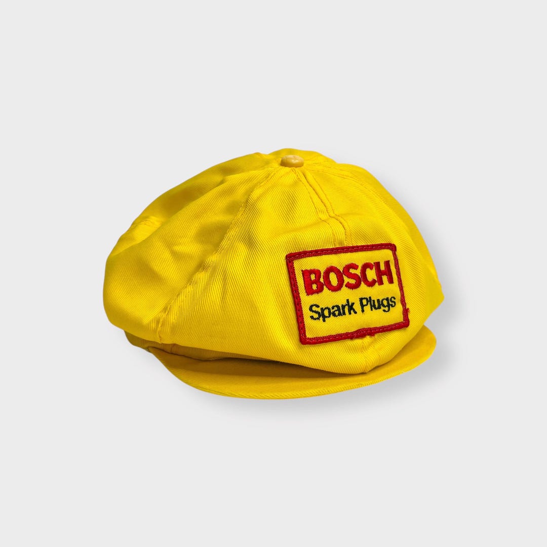 Vintage 70s Bosch Spark Plugs Patch Newsboy Snapback Hat, Racing Nascar ...