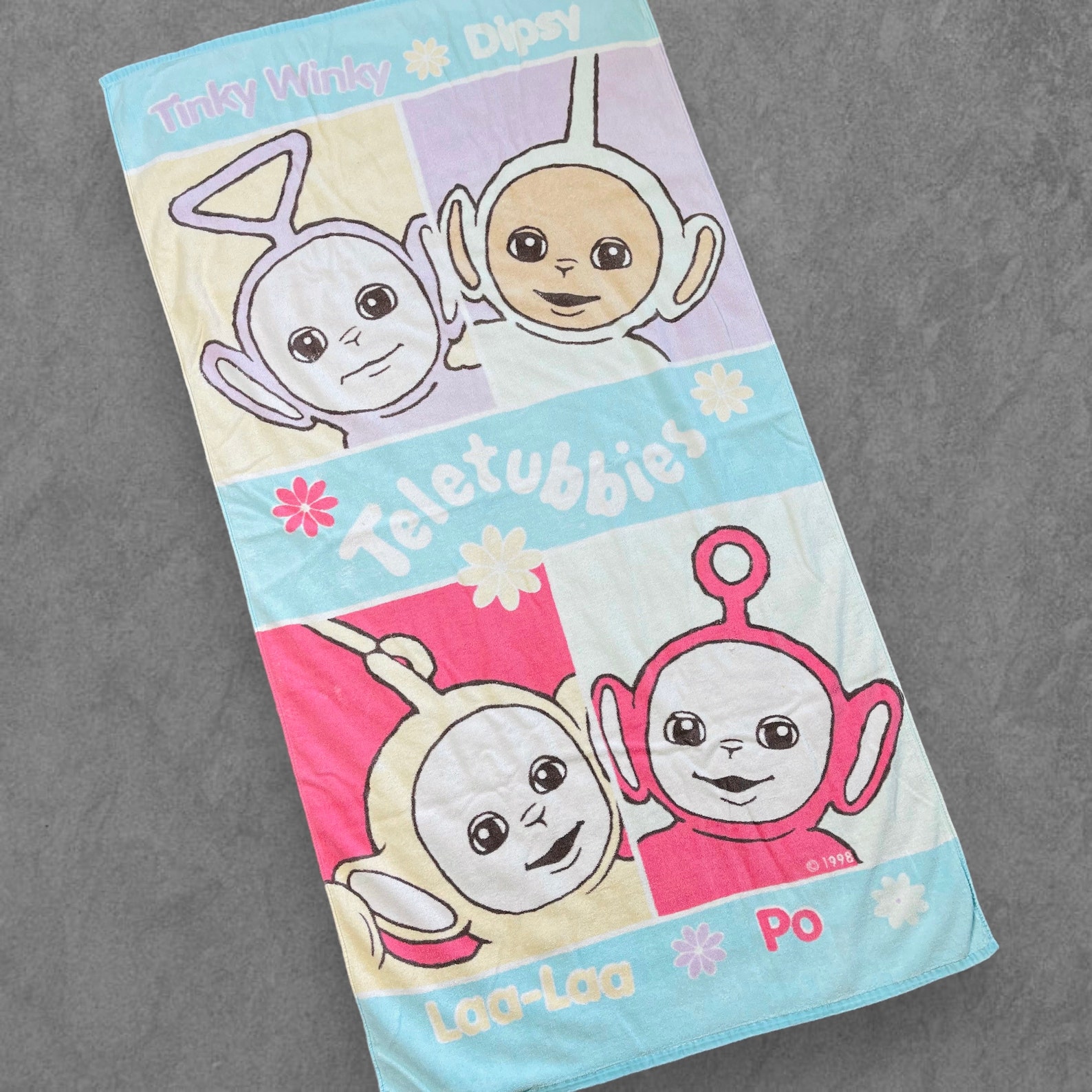 Vintage 1998 Teletubbies Beach Towel, Cartoon TV Movie, Tinky Winky ...