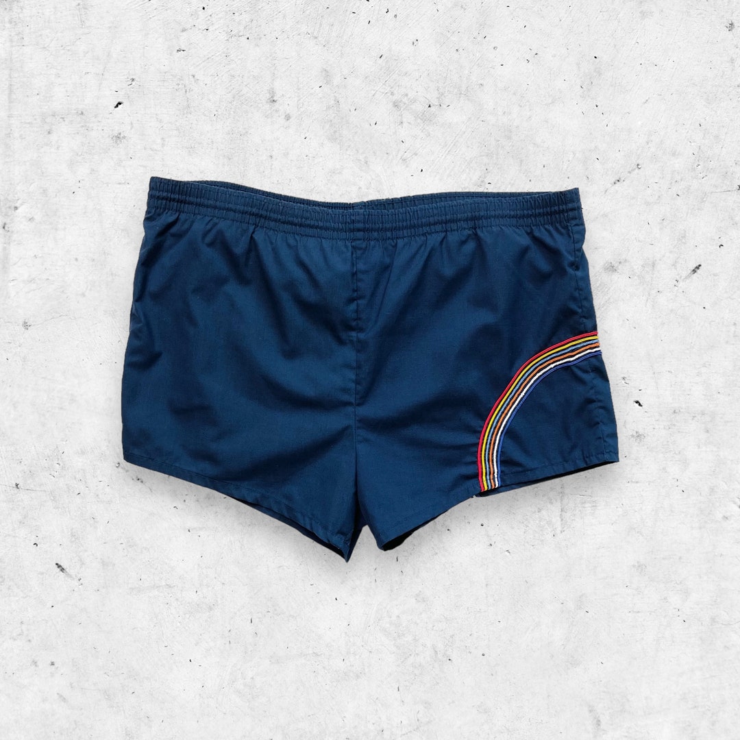 Vintage 60s 70s Rainbow Swim Trunks Shorts, Lined Drawstring Waist, 3 ...