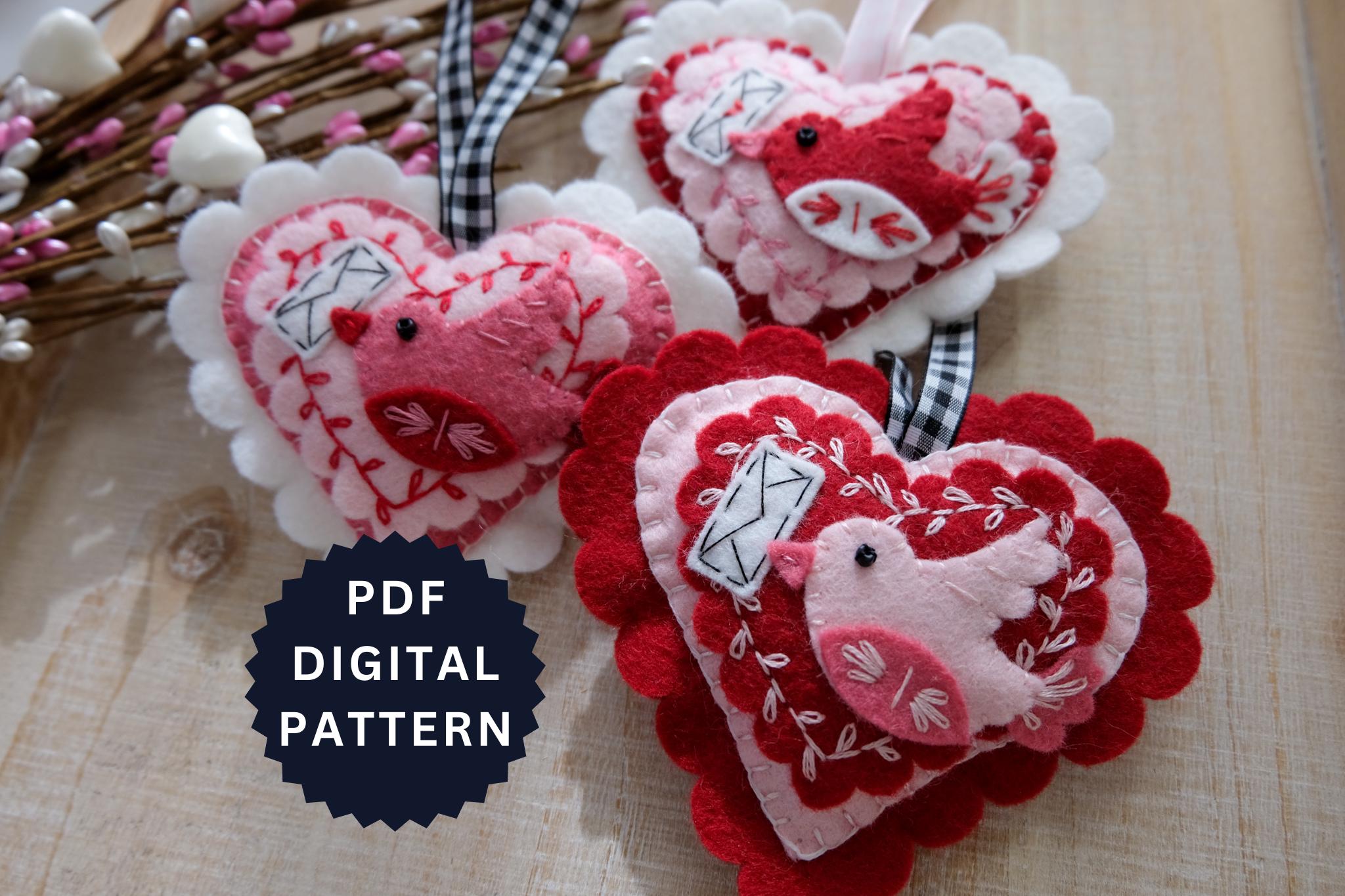 PDF Valentine Felt Pattern Bird Ornament Love Messenger Digital ...