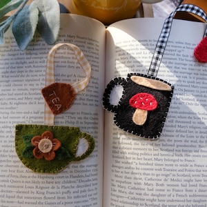 Teacup or Coffee Mug Felt Bookmark With Mushroom and Flower - Etsy