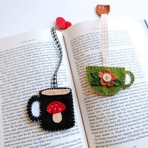 Teacup or Coffee Mug Felt Bookmark With Mushroom and Flower - Etsy