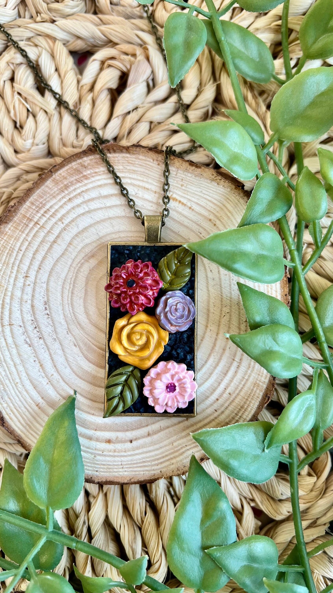 Fairycore Floral Pendant Necklace Bronze Cottagecore Style Handmade ...
