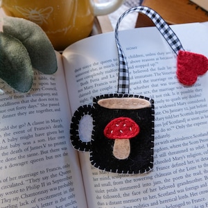 Teacup or Coffee Mug Felt Bookmark With Mushroom and Flower - Etsy