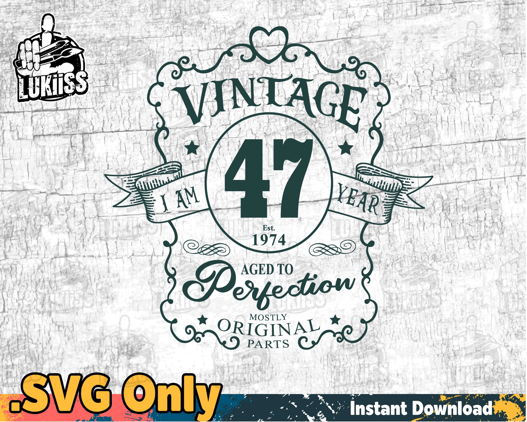 Visual Arts 1974 47th Birthday svg files for Cricut dxf clipart files ...