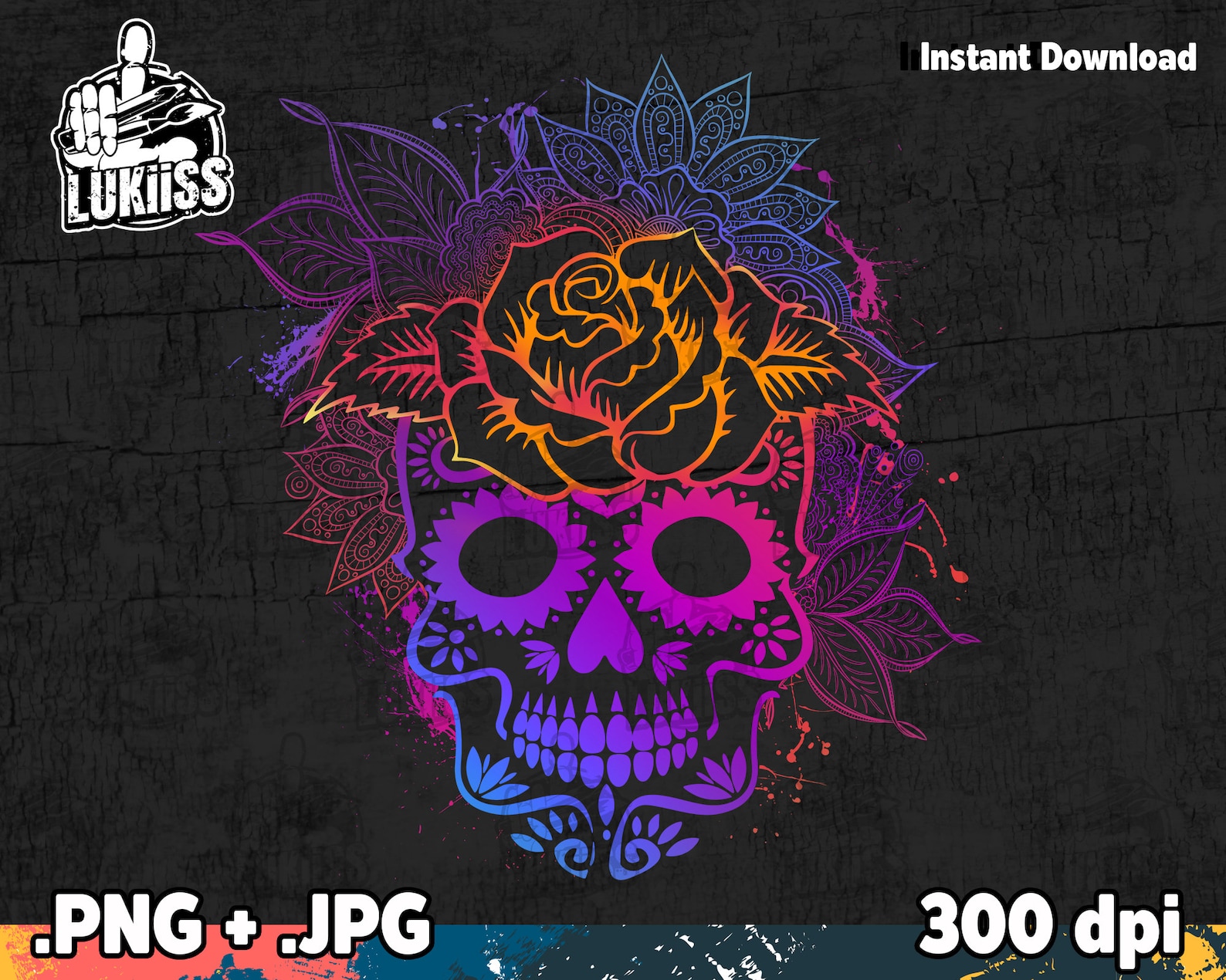 Colorful Skill Png Day of the Dead Png Sugar Skill Png - Etsy