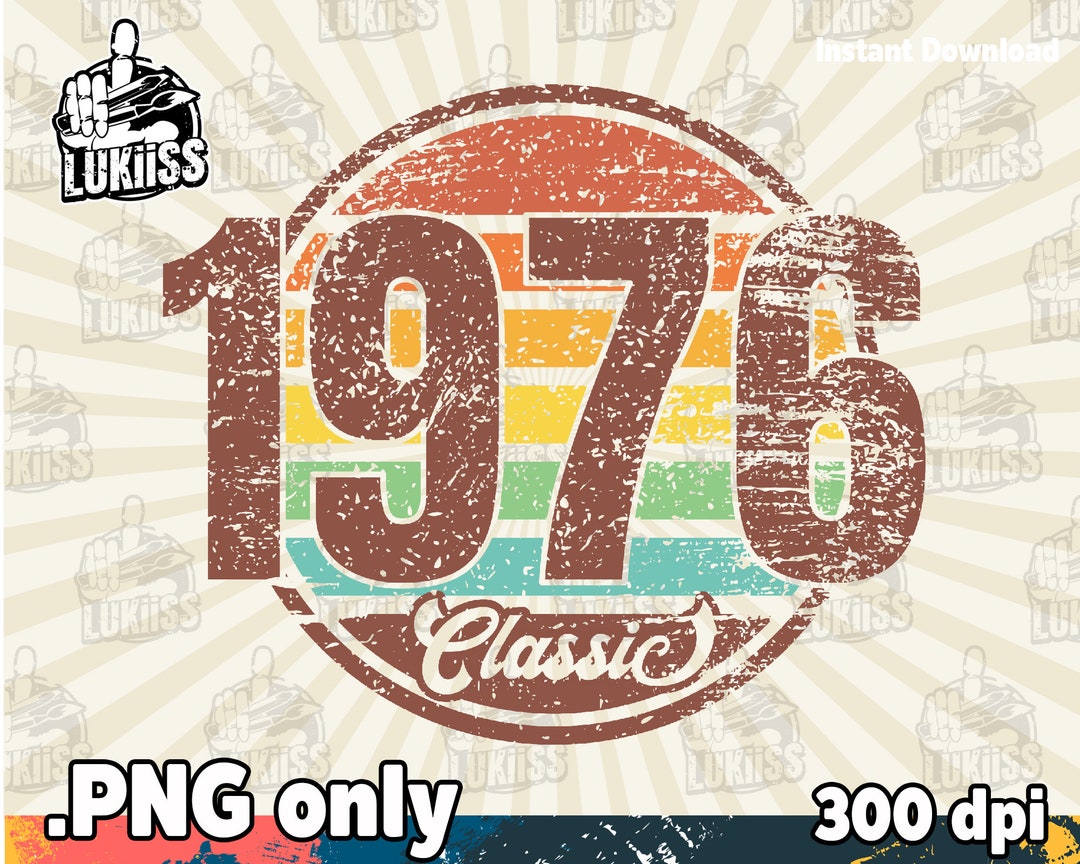 Classic 1976, 1976 Birthday Png, Sublimation Png, Distressed Retro ...