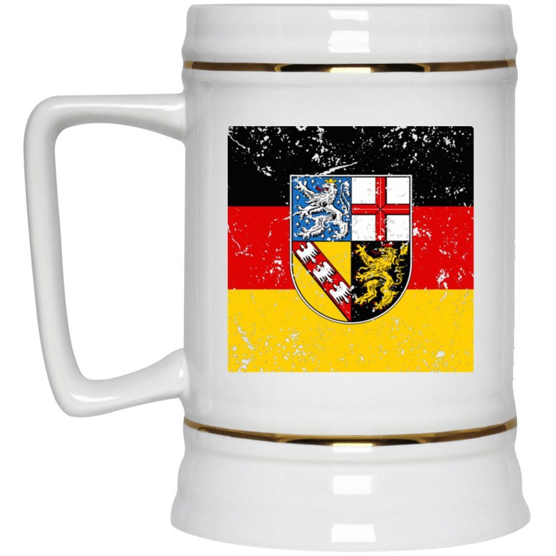 Saarland Beer Stein – Rustic German Flag Design – Perfect for ...