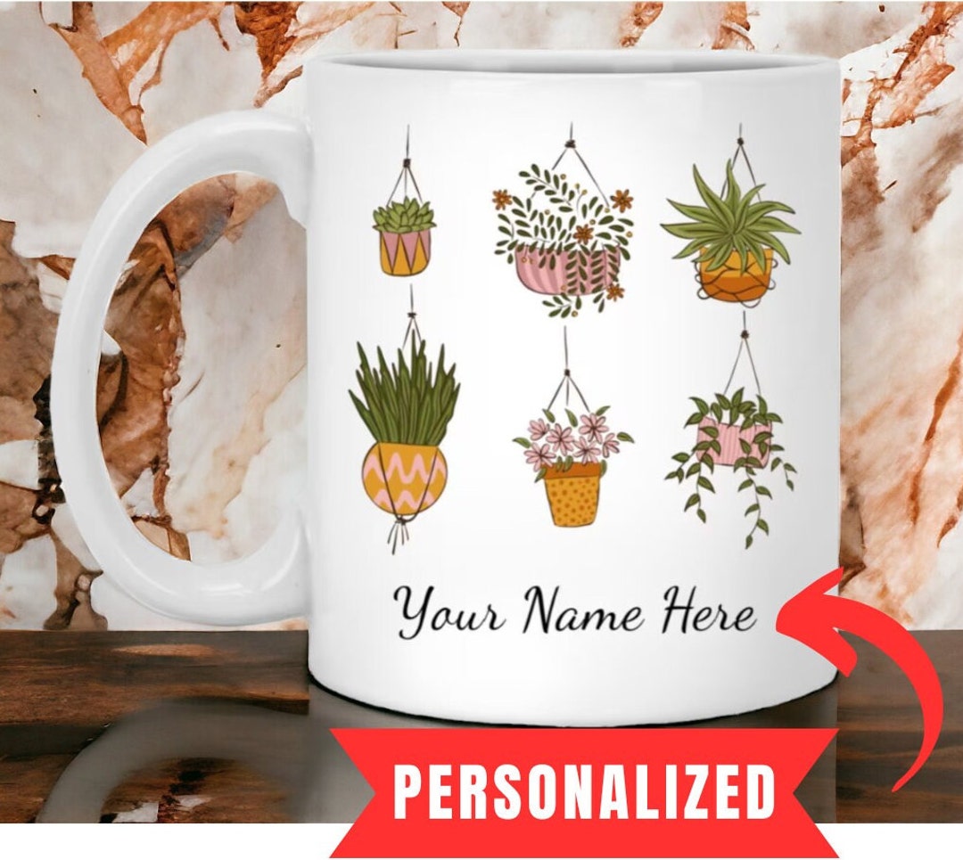Personalized Plant Mug, Hanging Plant Lover Gift, Housewarming Present ...