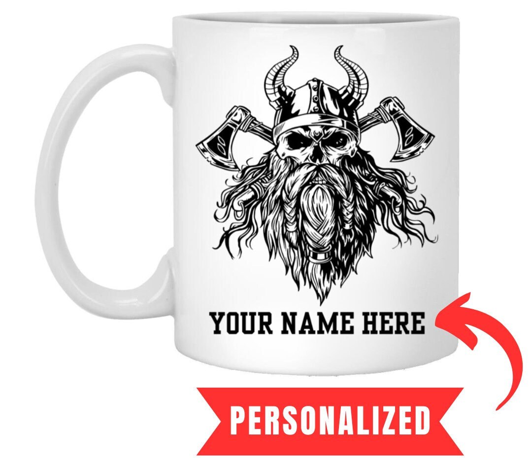 Personalized Viking Skull Mug, Customized Viking Gift, Viking Coffee ...