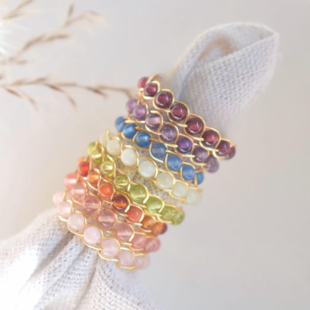 14k Gold Filled Gemstone Rings- Stackable Bands, Birthstone Ring ...