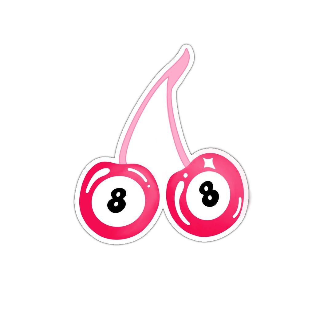 8 Ball Cherries Sticker, Angel Number Sticker, Aesthetic Sticker ...
