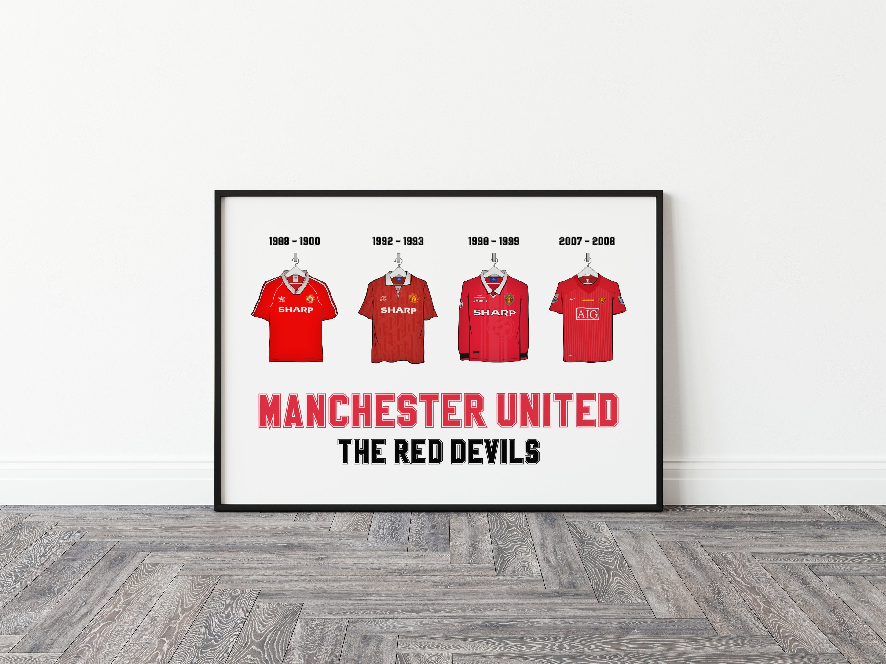 Manchester United Classic Shirts Print. Soccer Football and - Etsy UK