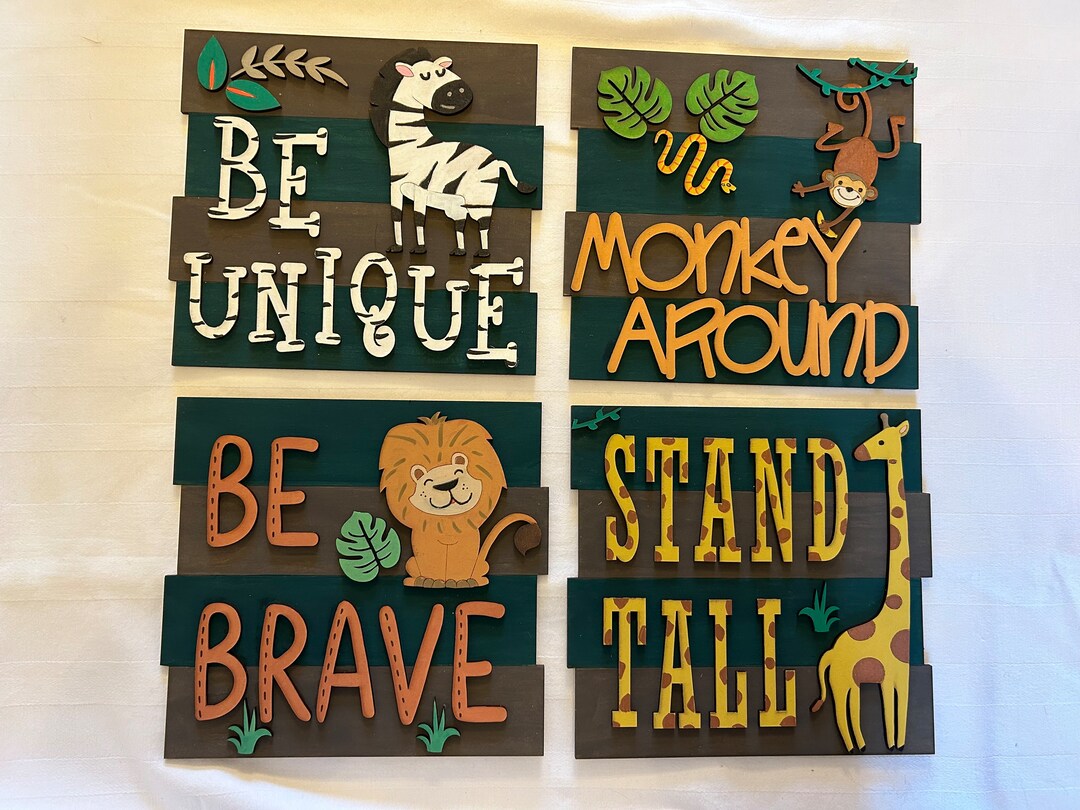 4 Jungle Themed Plaques - Etsy