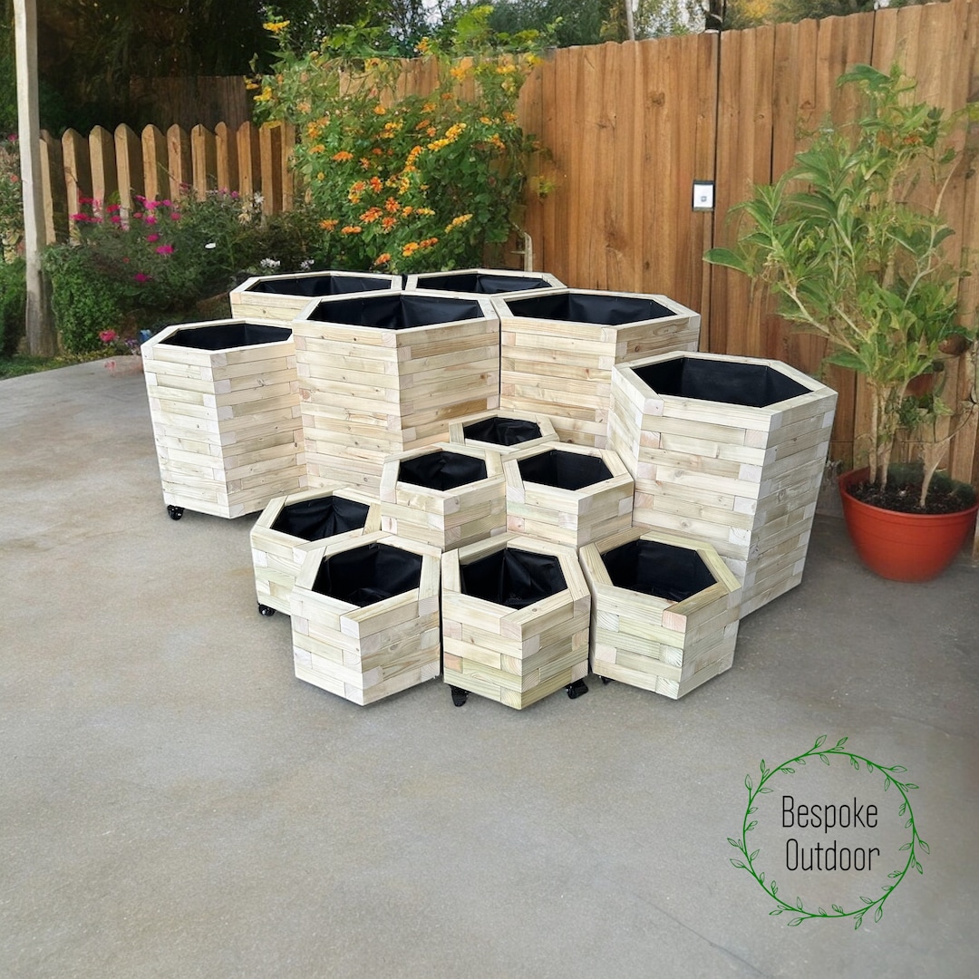 Honeycomb Hexagon Garden Planter Plant Pot Raised Bed. Pressure Treated ...