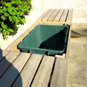 Recycling Box Cover Bin Store. Wooden Outdoor Waste Hide With Lid ...