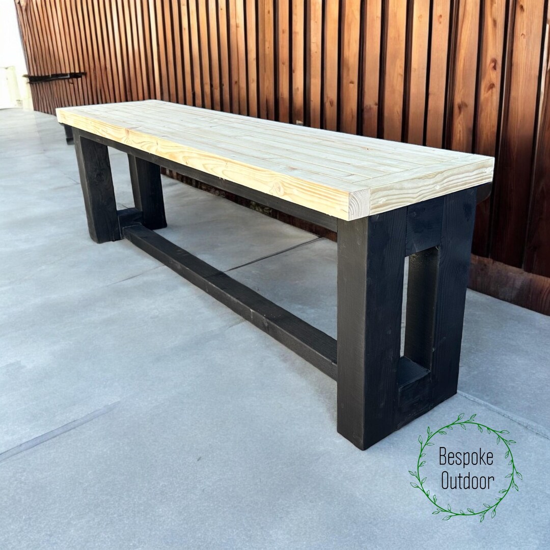 Wooden Garden Bench. Modern Contemporary Design. Fully Assembled. Black ...