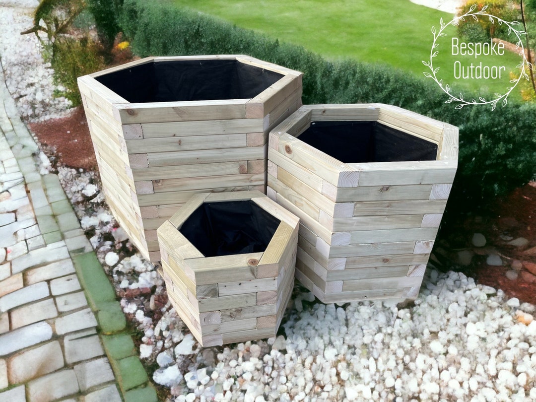 Honeycomb Hexagon Garden Planter Plant Pot. Pressure Treated, Painted ...