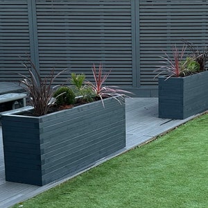 FREE DELIVERY - Grey Handmade Garden Planters. Made to Measure. Wooden ...