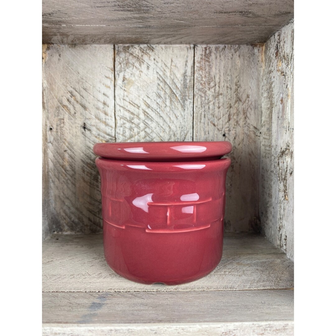 Longaberger Pottery Crock Woven Traditions Paprika Red One Pint Lid ...