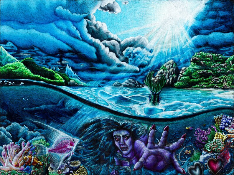 The Storm Colored Pencil Drawing 18x24 Matte Print - Etsy