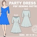 PATTERN PARTY DRESS. Sewing Pattern. Digital Pack 5 Sizes. Instant ...