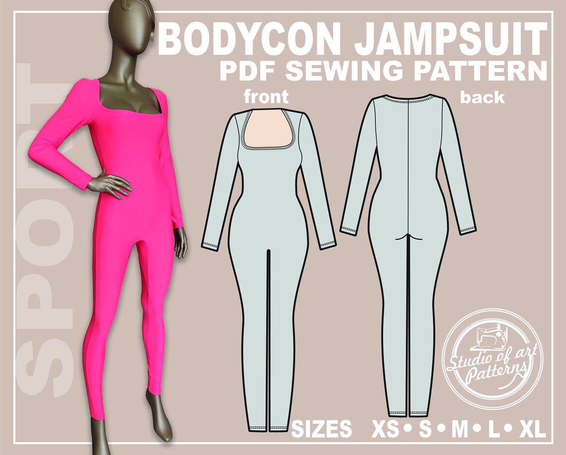 PATTERN BODYCON JUMPSUIT. Sewing Pattern. Digital Pack 5 - Etsy
