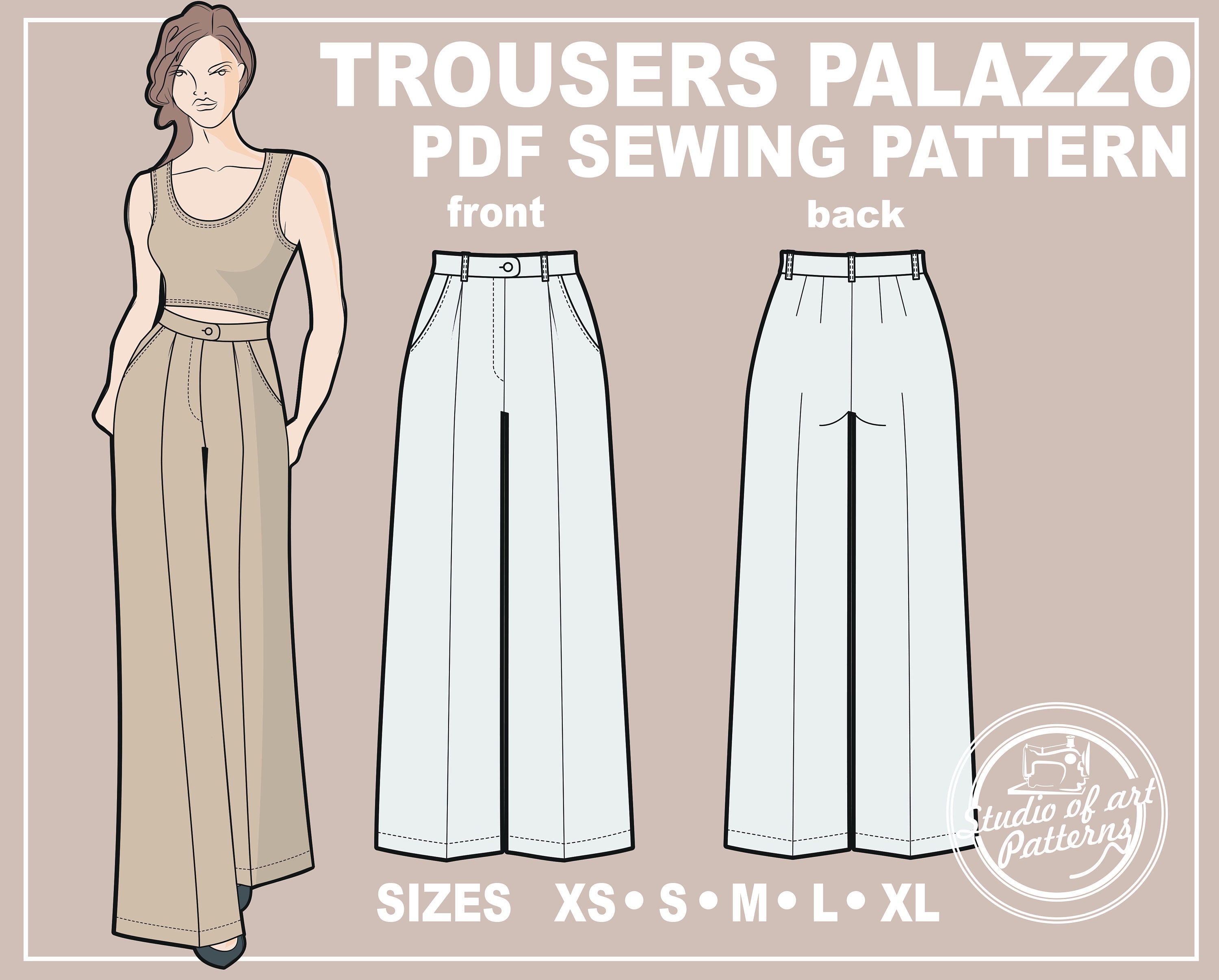 Palazzo Trousers Sewing Pattern: Women's Trousers (PDF Digital Download ...