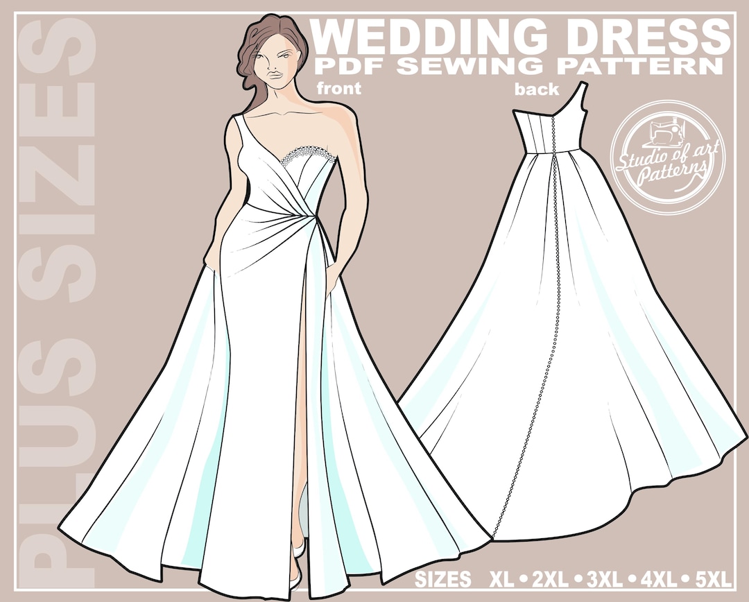 PATTERN WEDDING DRESS With Detachable Train. Sewing Pattern Wedding ...
