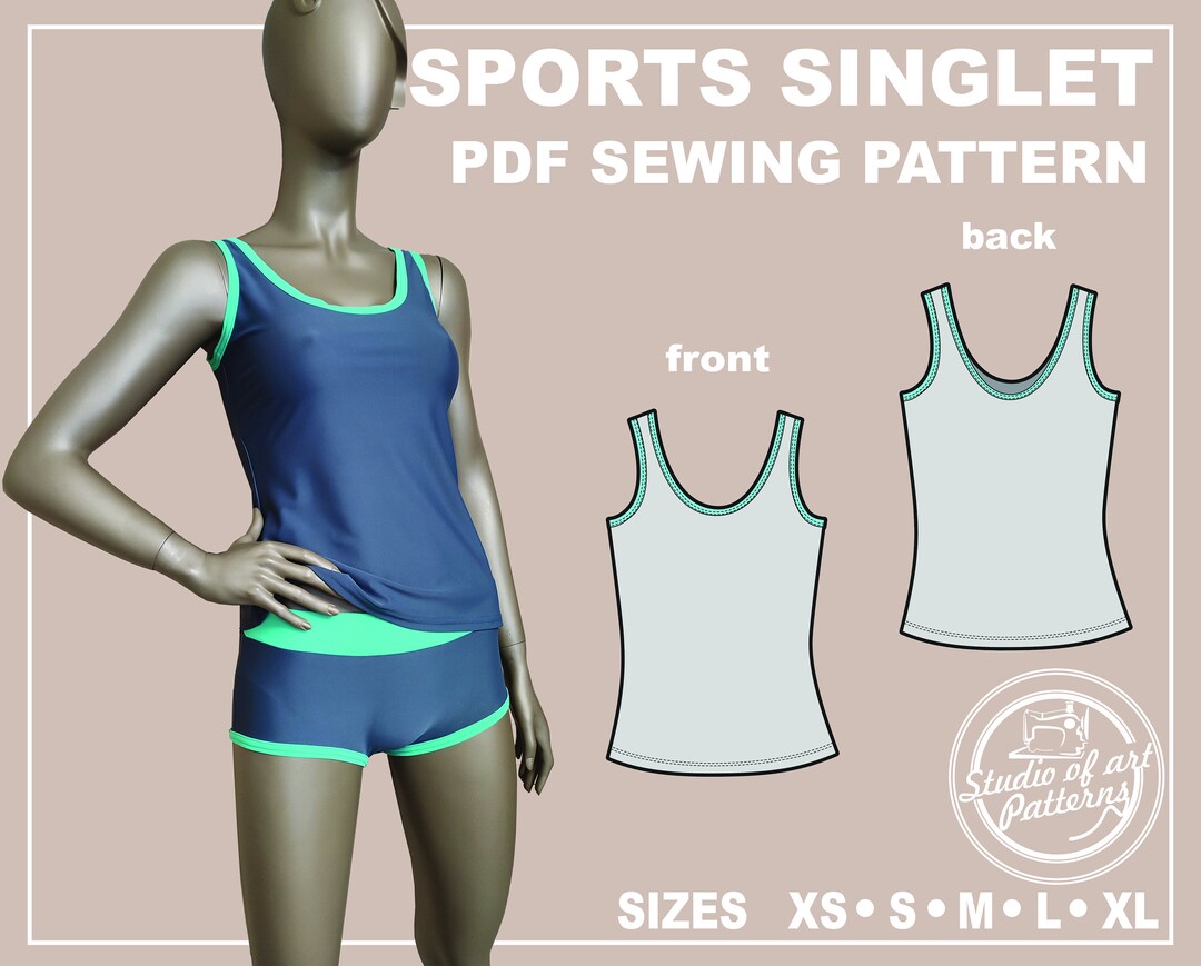 Women's Singlet Sewing Pattern: Sleeveless Tank Top (digital Download ...