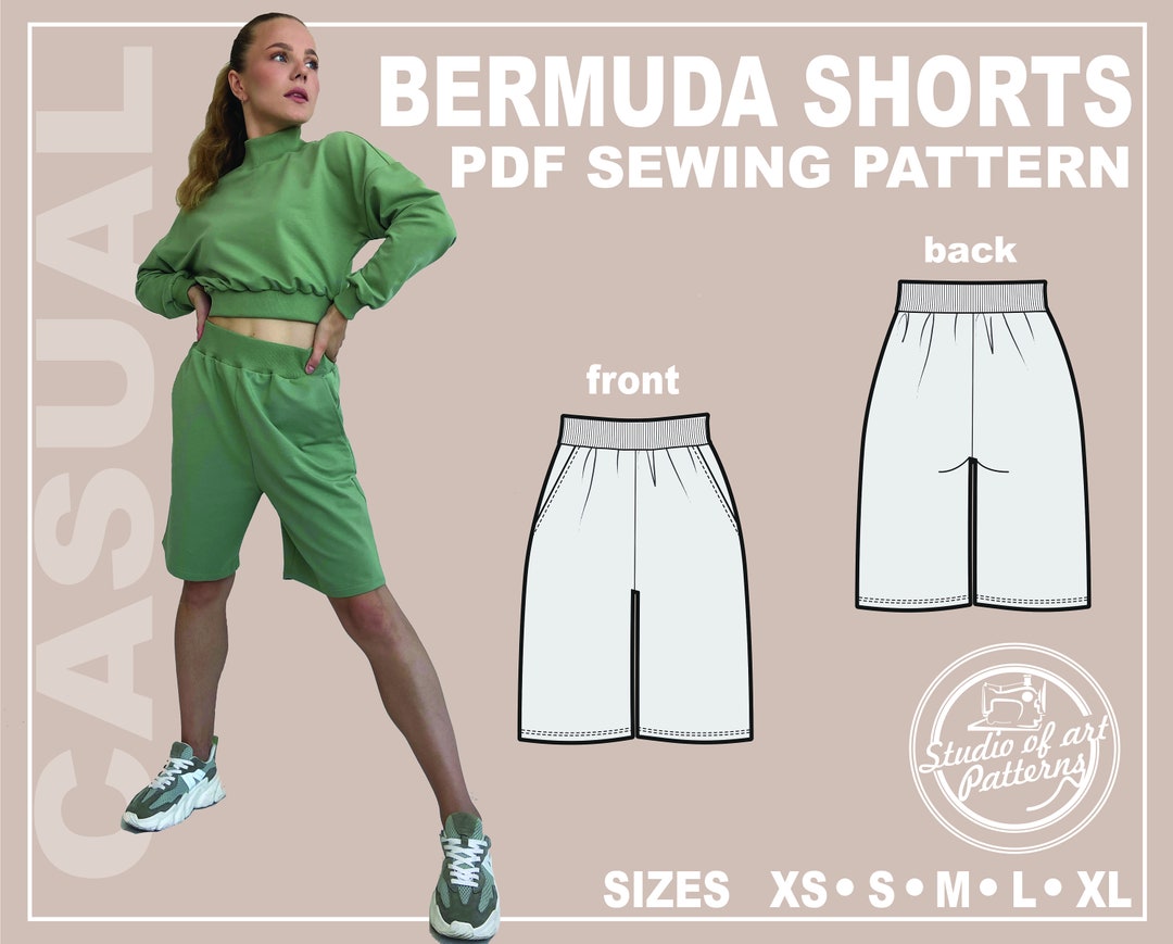 PATTERN BERMUDA SHORTS. Sewinn Pattern Women's Shorts. Digital Pack 5 ...