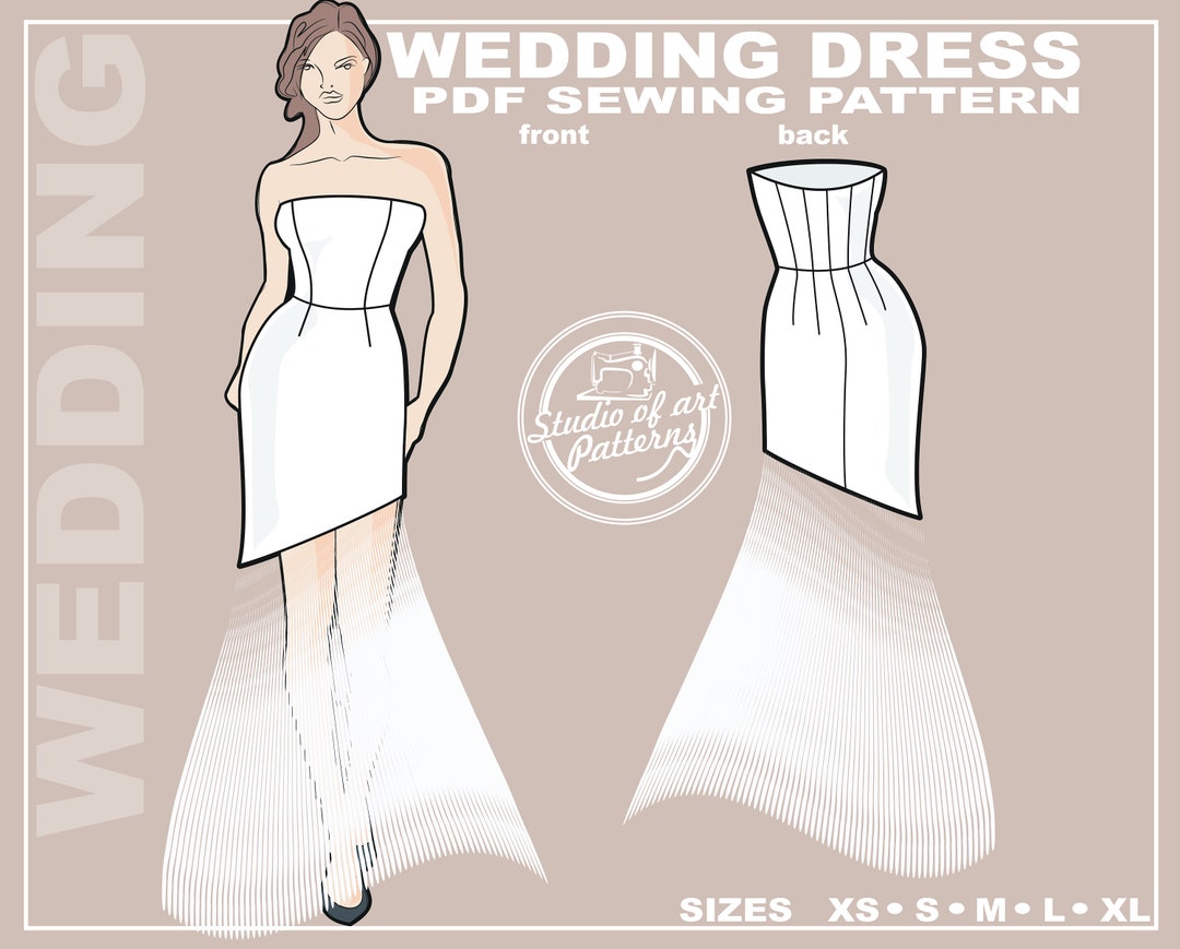 PATTERN WEDDING DRESS. Sewing Pattern Wedding Mini Dress. Digital Pack ...