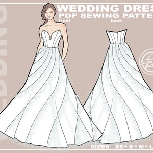 PATTERN WEDDING DRESS. Sewing Pattern Wedding Corset Dress. Digital ...